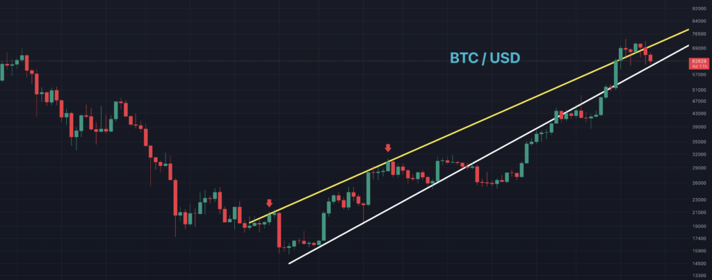 BTC Trending Towards the White Trendline - CLEARVALUE INVESTING